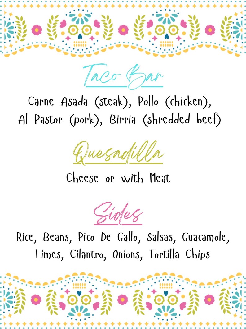 Taco Bar Menu - Etsy