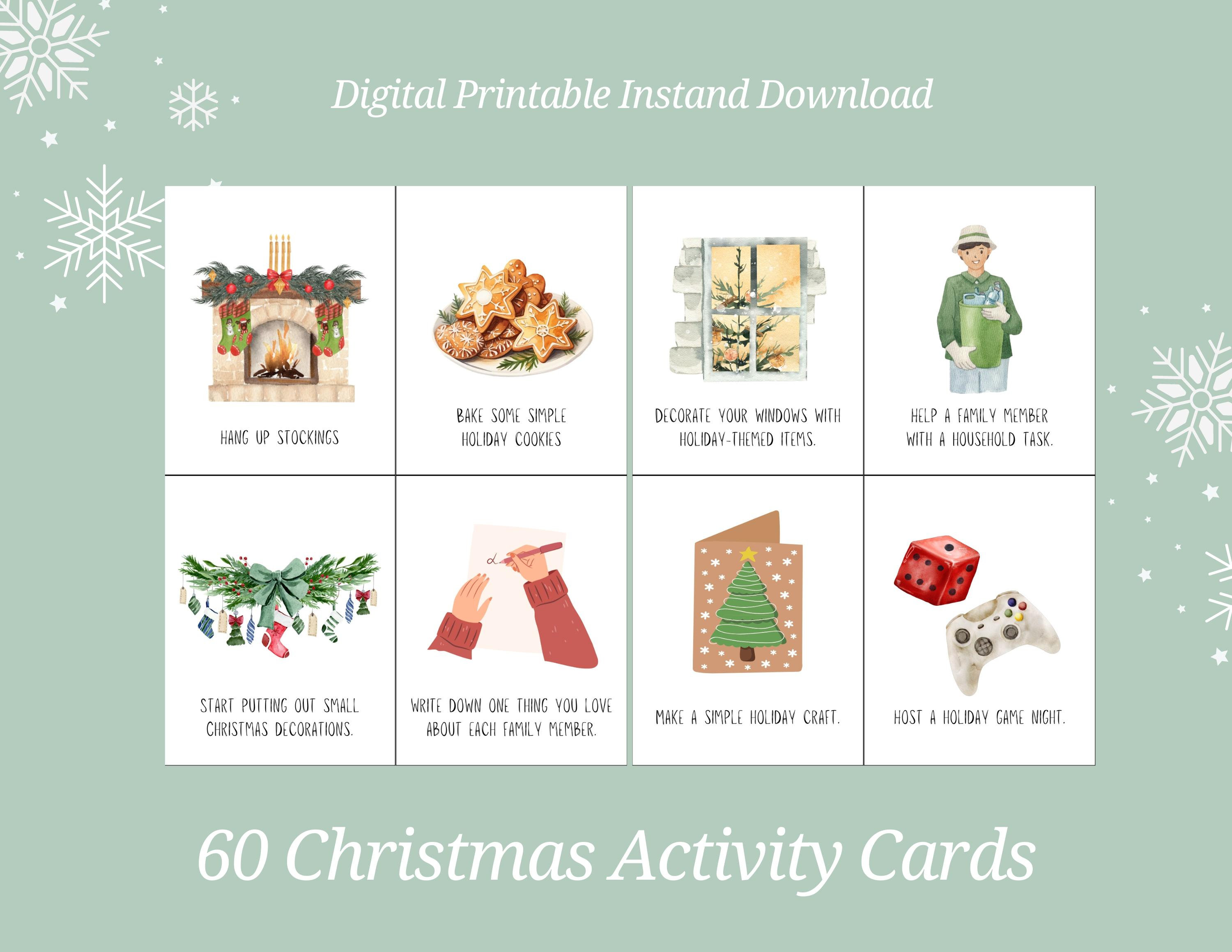Printable Christmas Advent Calendar Activity Cards Fun Daily Christmas ...