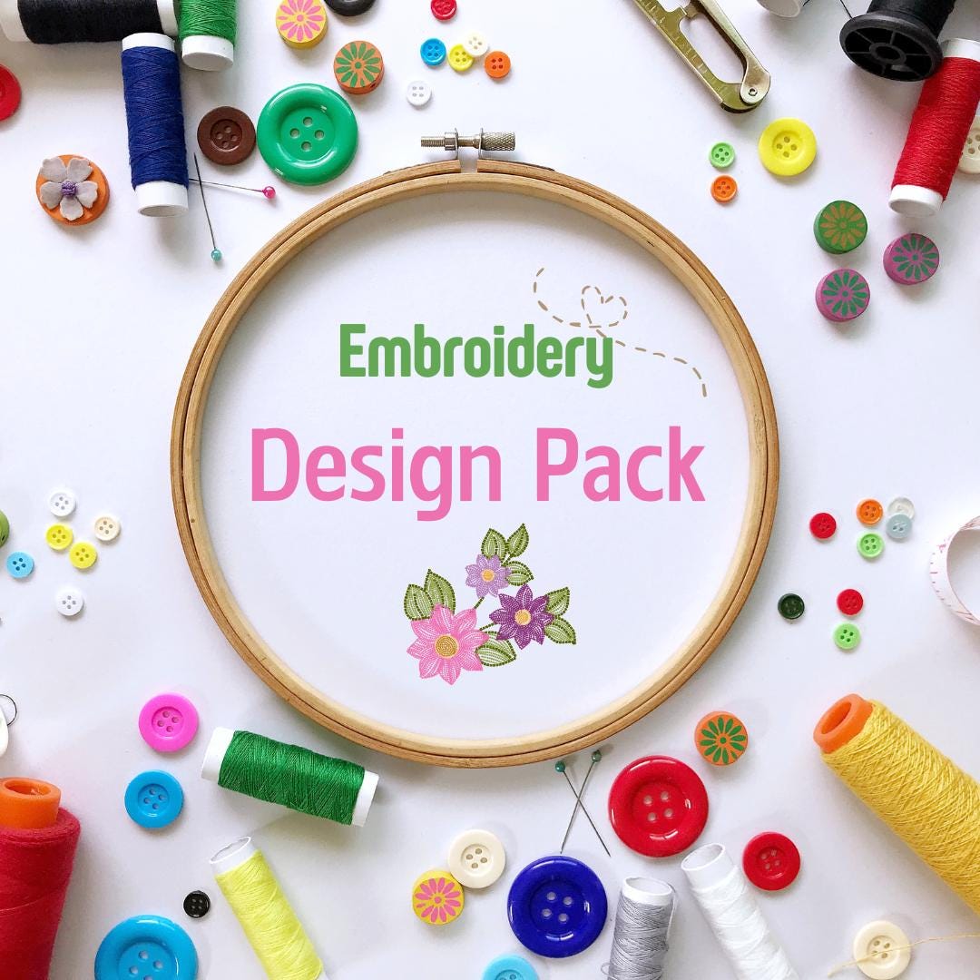 Embroidery Design Pack Mix Files Format Suitable for Your Sewing ...