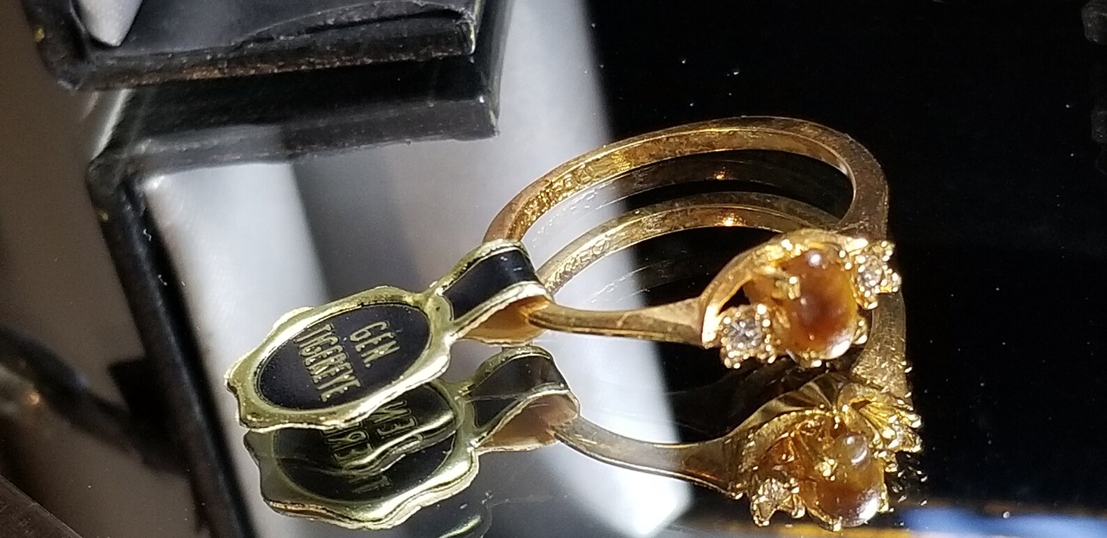 Promise Ring Tiger Eye and Czs Ring In 18kt HGE Vermeil | Etsy