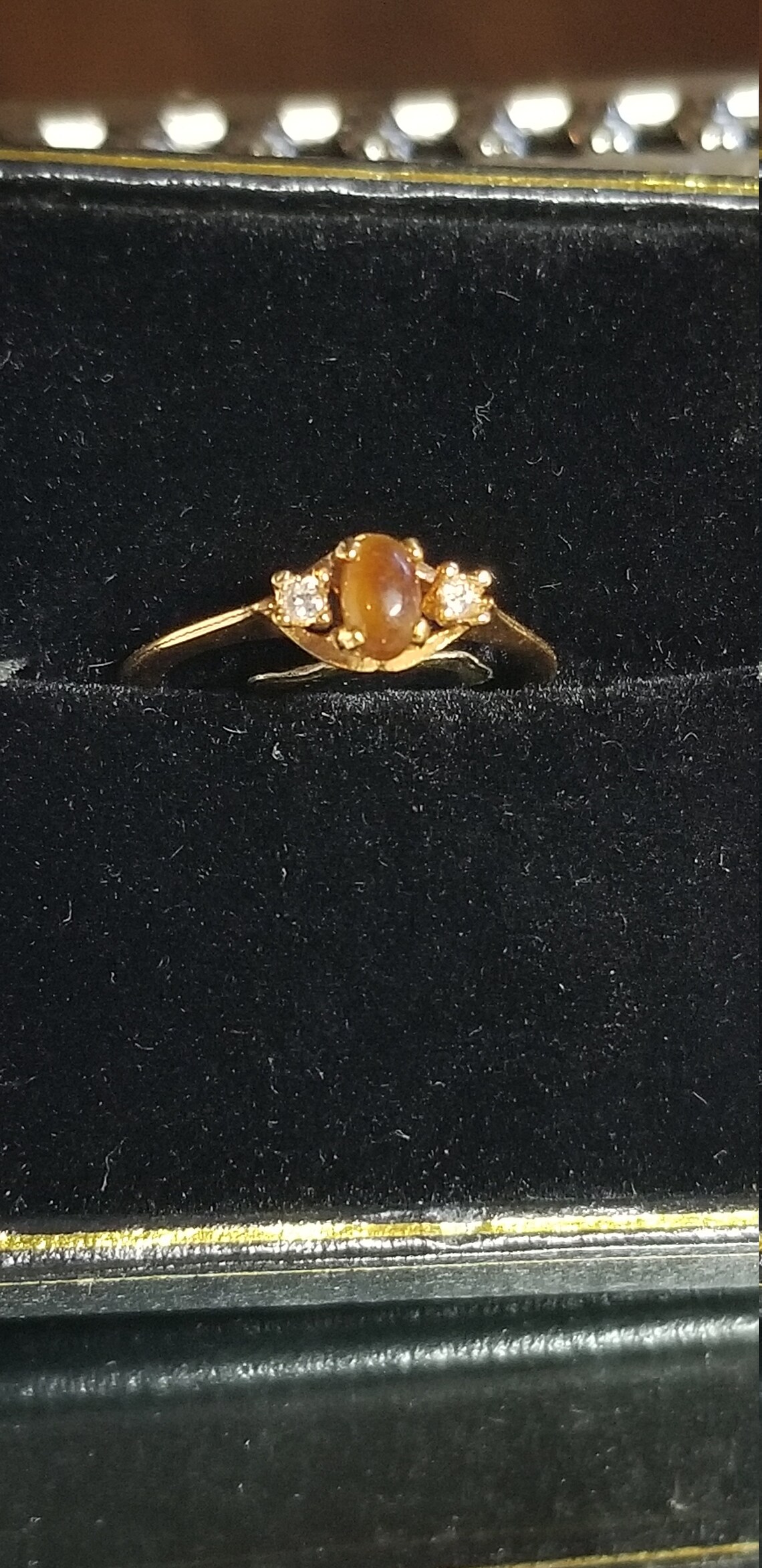 Promise Ring Tiger Eye and Czs Ring In 18kt HGE Vermeil | Etsy