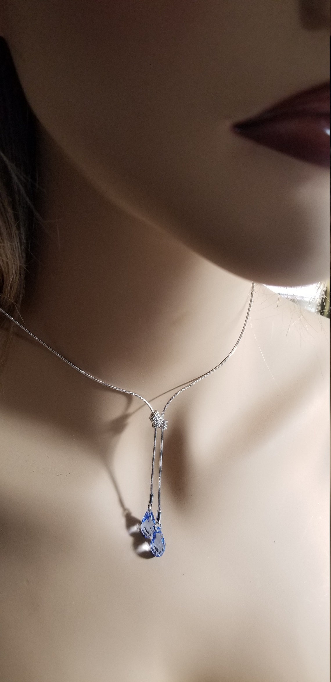 Lariat Art Decor Revival Blue NECKLACE Vintage 18 - Etsy