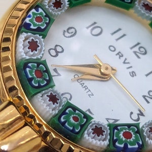1980s Wrist Watch Milliofori Glass Murano Face Authentic Murano Glass ...