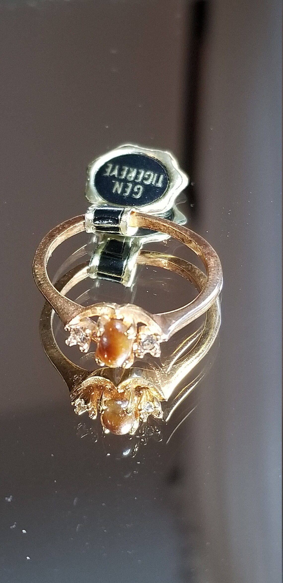 Promise Ring Tiger Eye and Czs Ring In 18kt HGE Vermeil | Etsy