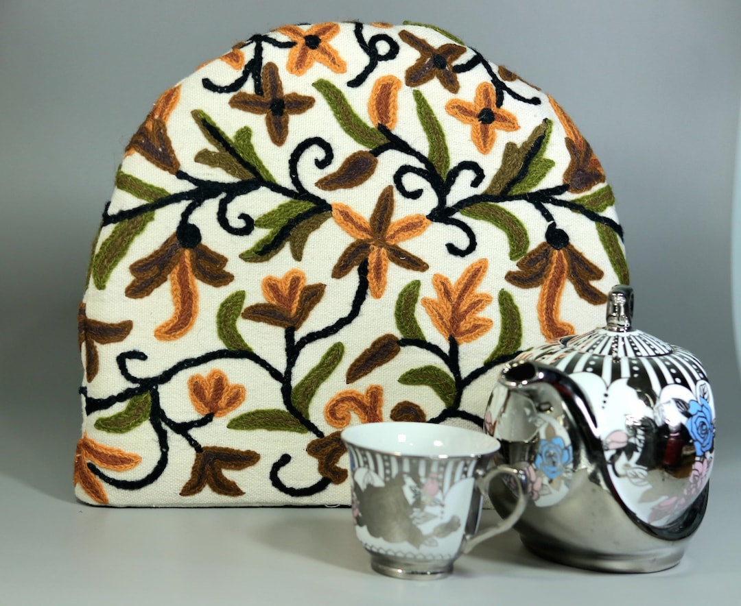 Tea Cozies Hand Embroidered Floral Design Warmth & Charm Decorative Tea ...