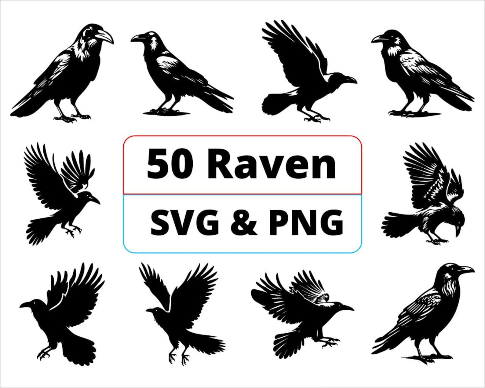 50 Raven Bundle SVG - Etsy