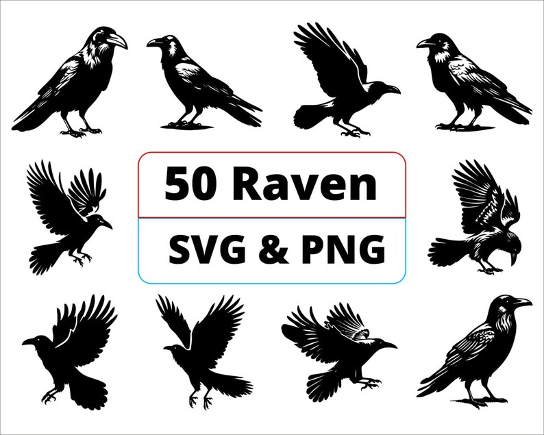 50 Raven Bundle SVG - Etsy