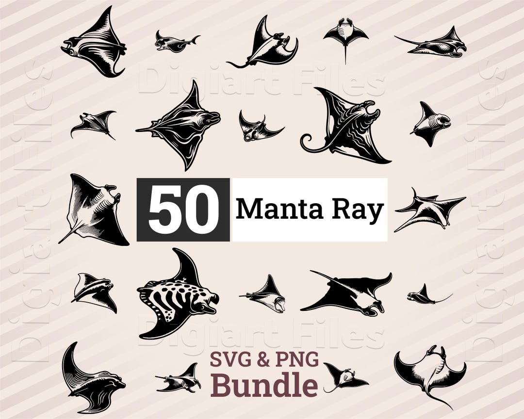 Manta Ray SVG Bundle | Funny Manta Ray Silhouette PNG | Manta Ray ...