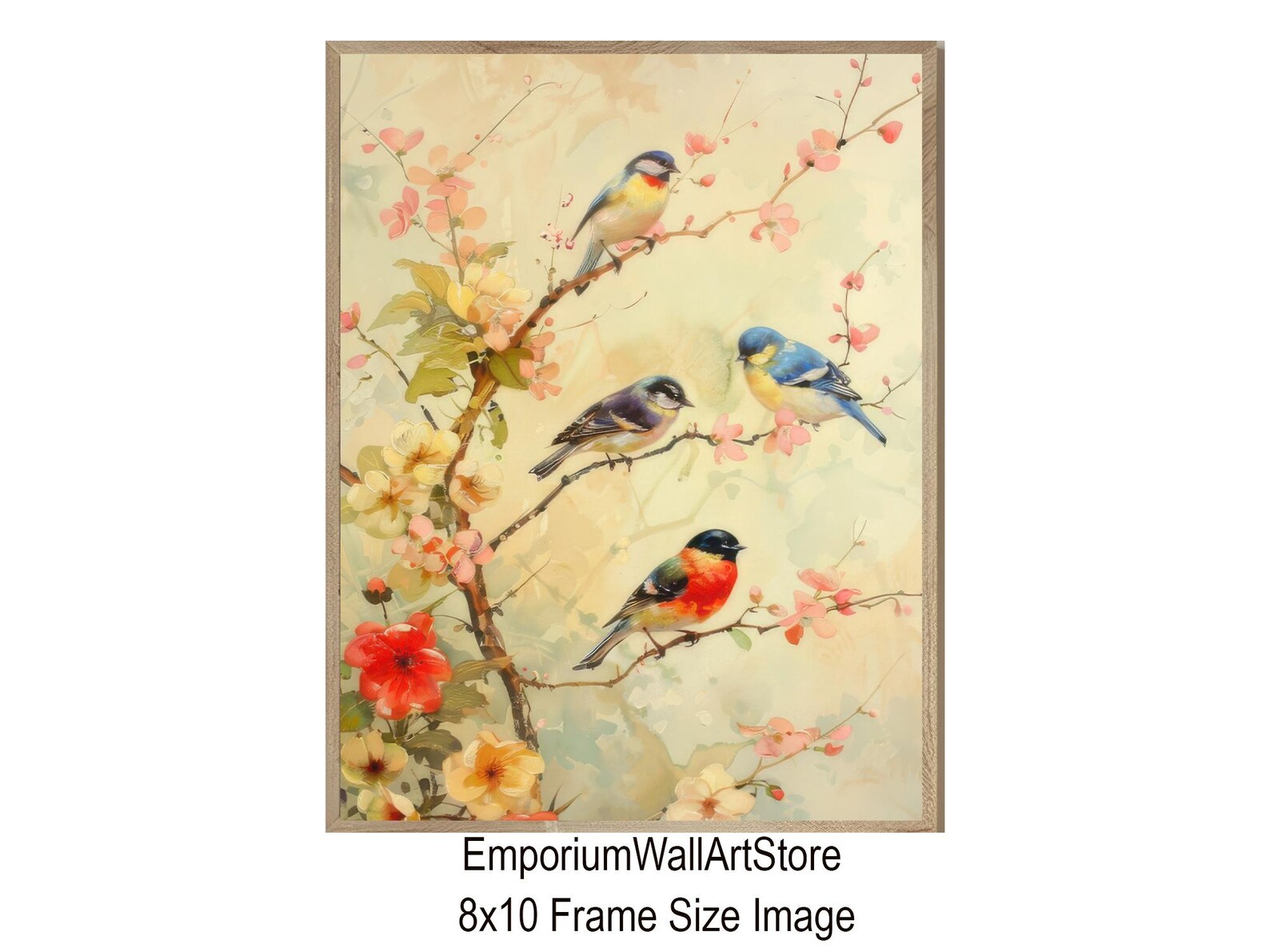 Chinoiserie Colorful Bird Tree Wall Art, Digital Downloadable Printable ...