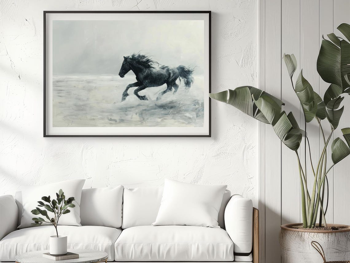 Galloping Horse Printable Wall Art Painting, Digital Downloadable Wall ...