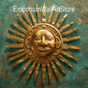 Inca Sun God Symbol Digital Wall Art With Sage Green and Gold ...