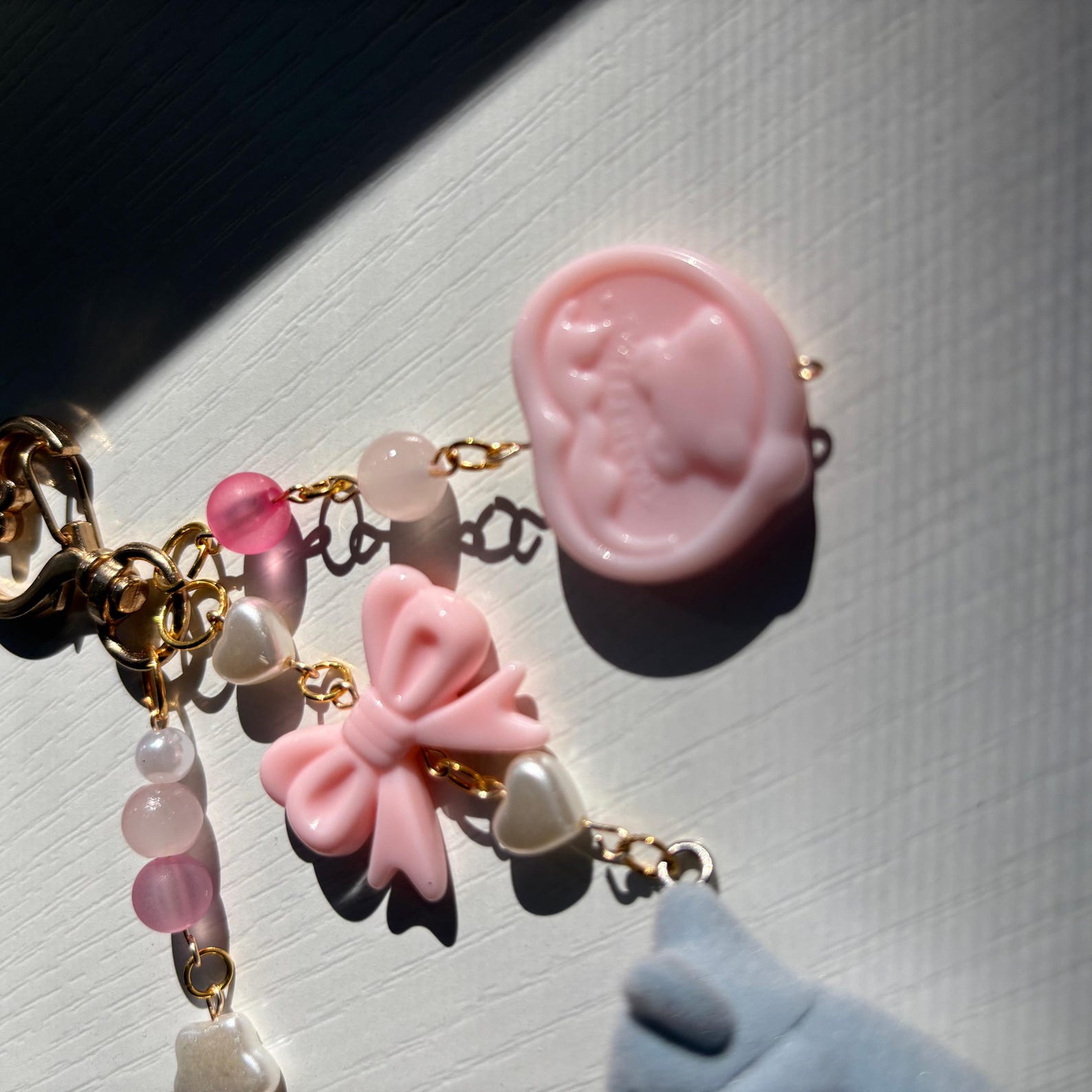 Handmade Koala Keychain With Pink Beads Gold Wiring, With Heart Shaped ...