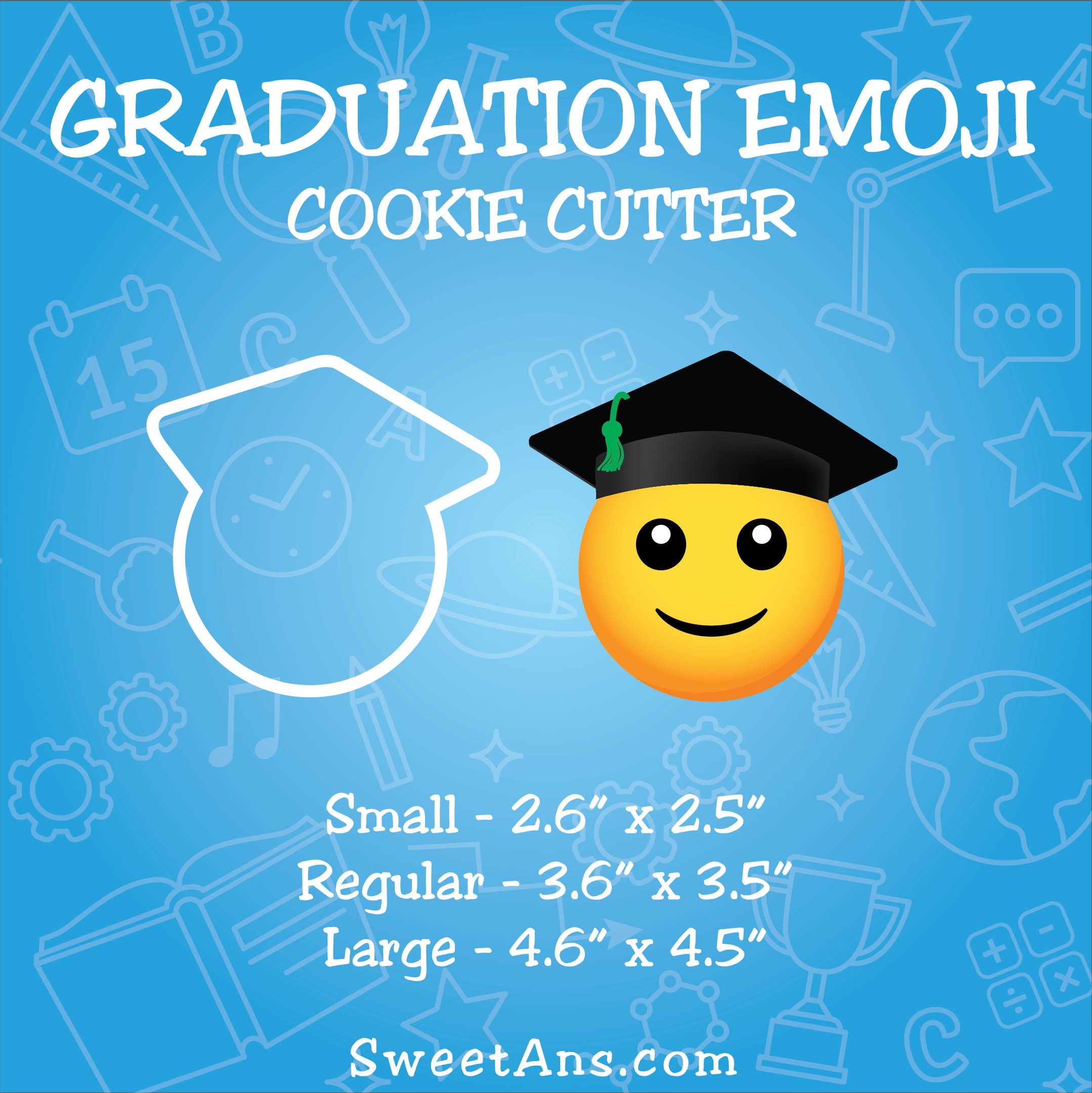 Graduation Emoji 3D Cookie/fondant/clay Cutter | Etsy