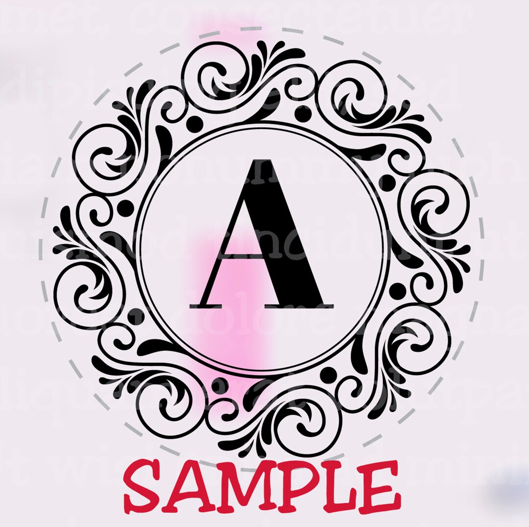DIGITAL Monogram Circle Round Prints Instant Download Printable PNG ...