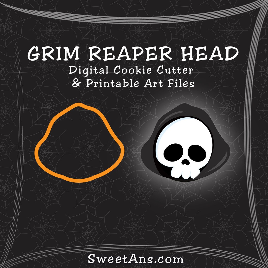 Grim Reaper Head Cookie Fondant Clay Cutter and Printable PNG STL Digital Files for Eddie - Etsy