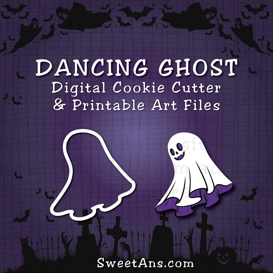 Dancing Ghost Digital Cookie Cutter & Art – Cute Halloween Ghost STL ...