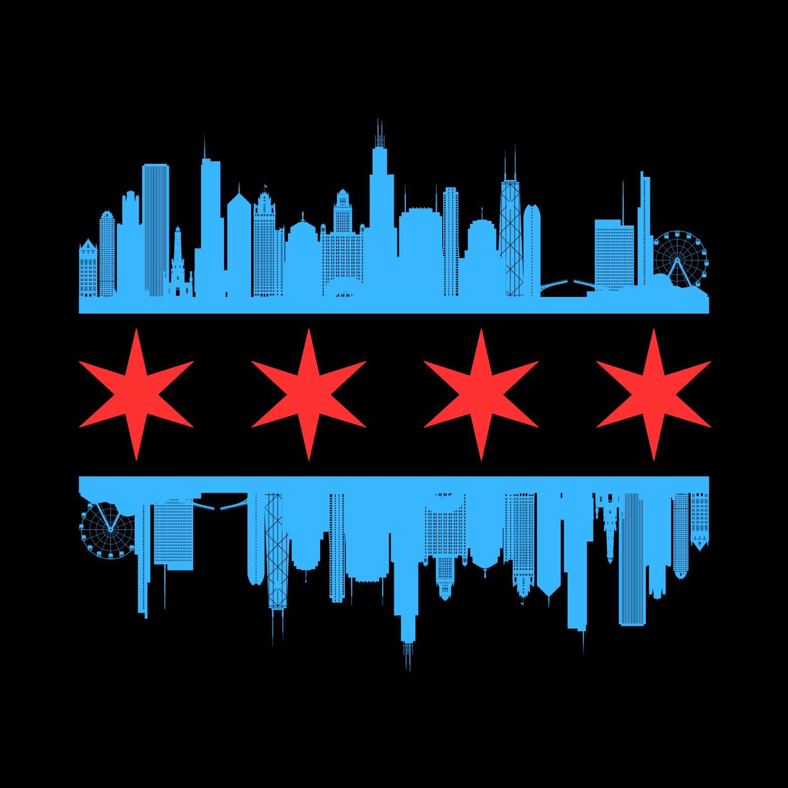 Chicago Flag Skyline Graphic/logo - Etsy
