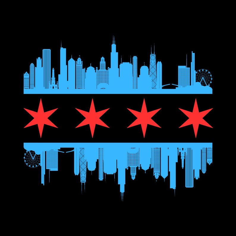 Chicago Flag Skyline Graphic/logo - Etsy