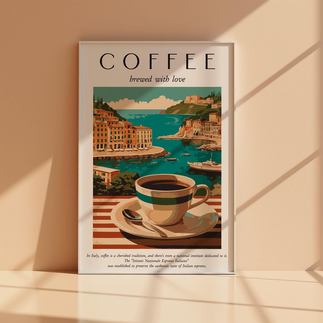 COFFEE Retro Poster With Sign and Image of a Coffee Cup With Beautiful ...