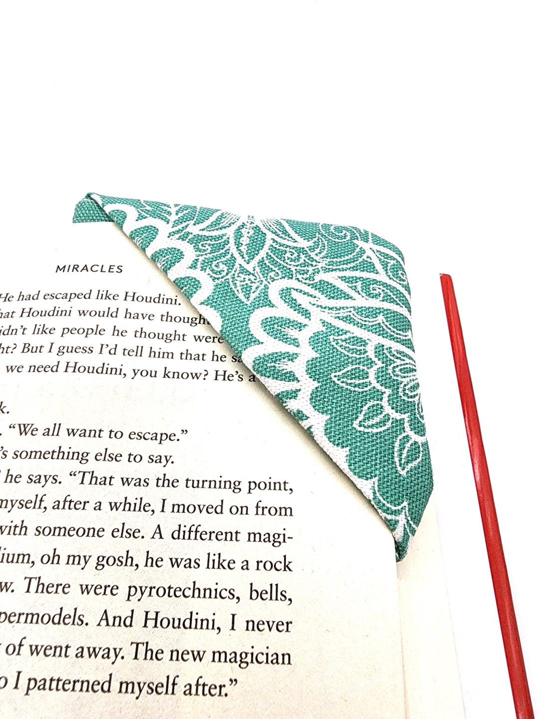 Green Floral Fabric Corner Bookmark, Cup Coaster, Book Corner Marker - Etsy