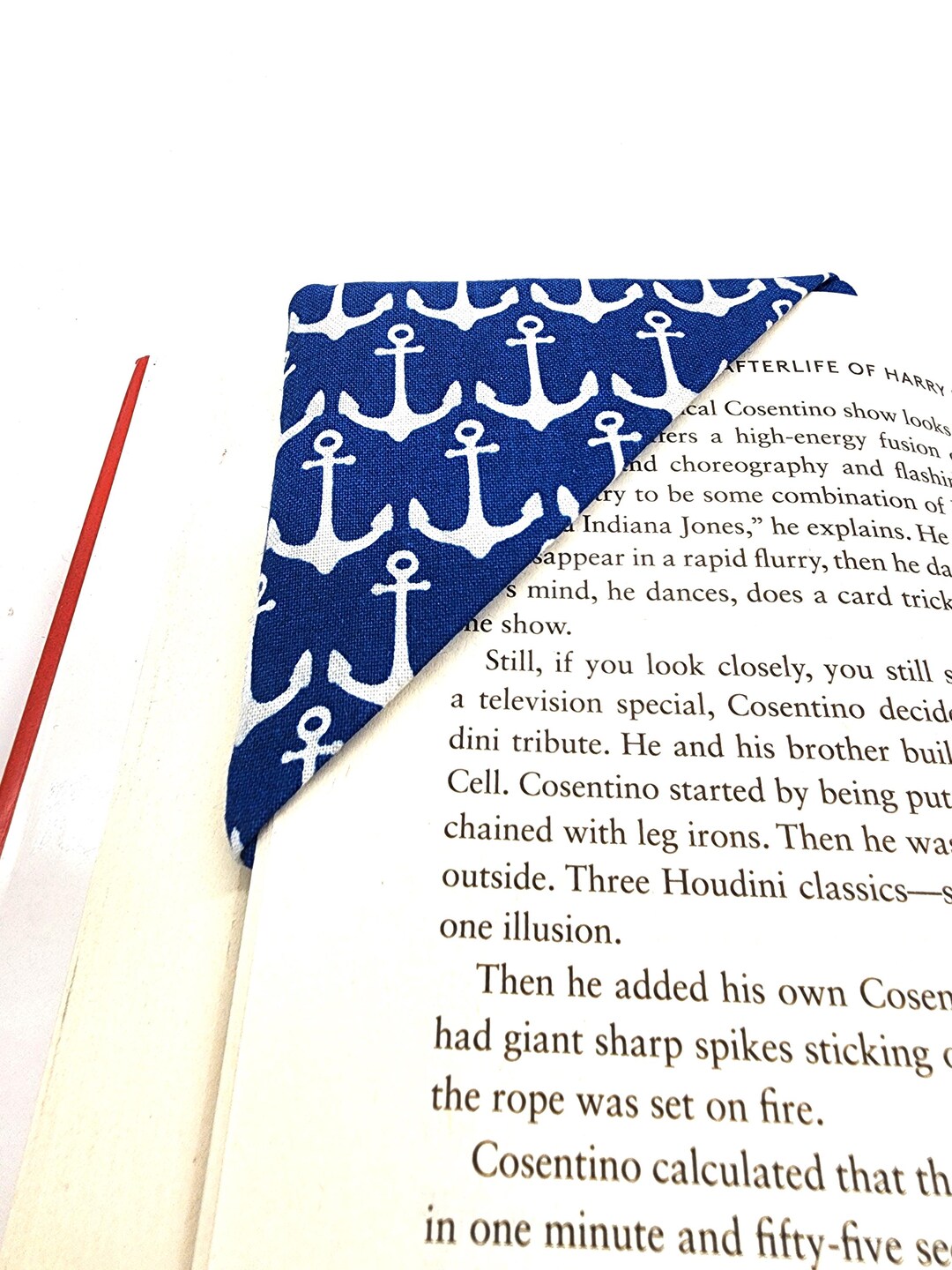 Blue Anchor Fabric Corner Bookmark, Cup Coaster, Book Corner Marker - Etsy