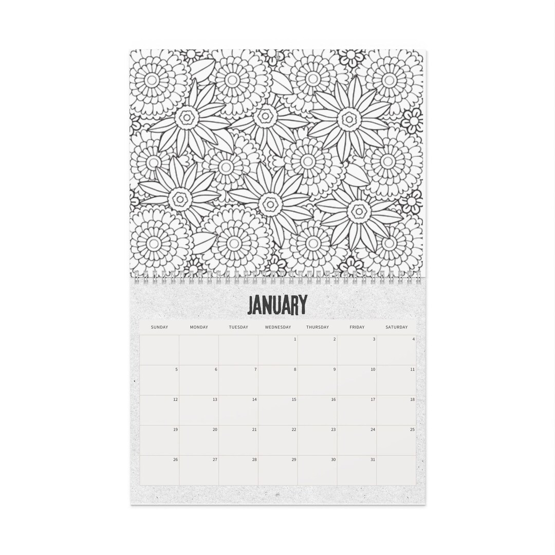 Mandala Coloring Wall Calendar - Etsy