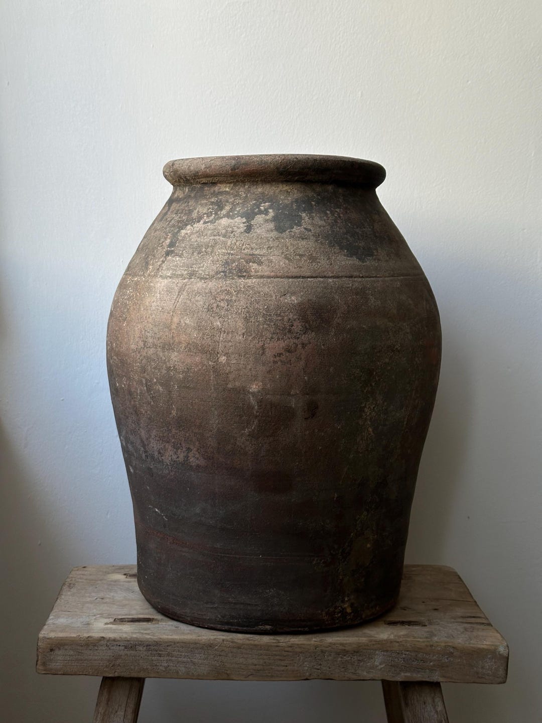 Large Antique Rustic Vessel, Vintage Clay Pot, Urn, Wabi Sabi Vase ...