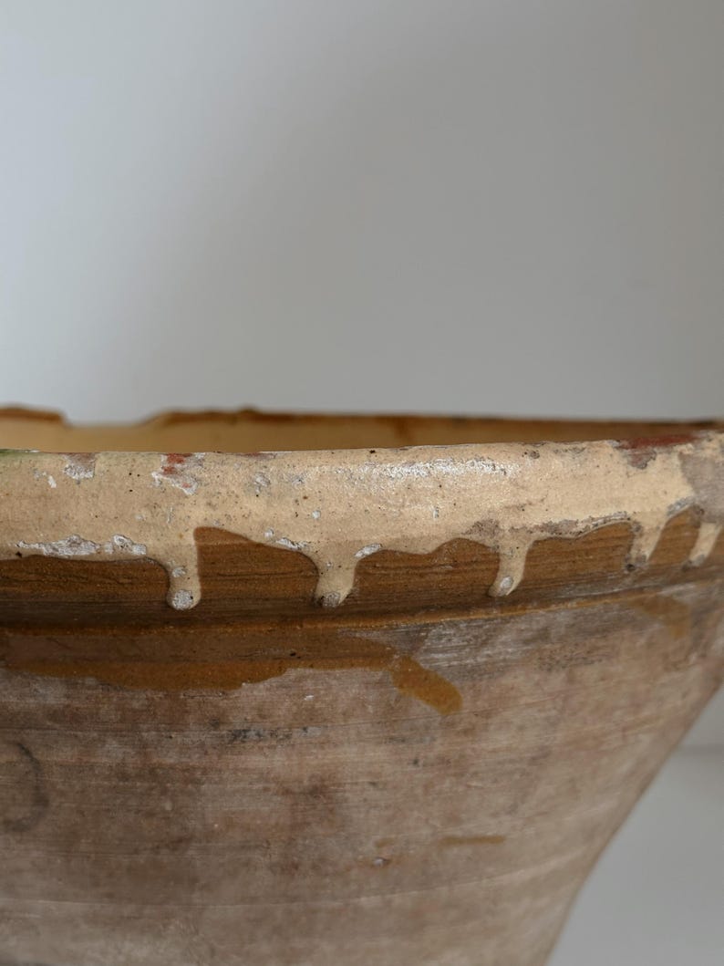 XL Antique French Tian Bowl, Vintage Yellow Confit Bowl, French ...