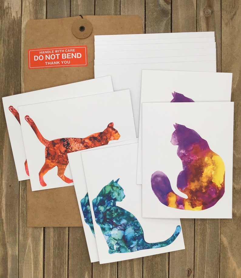 Cat Note Cards, Set of 6 - Etsy