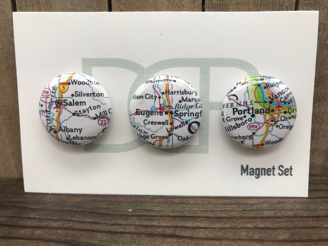Oregon Cities Magnets, Set of 3 - Etsy