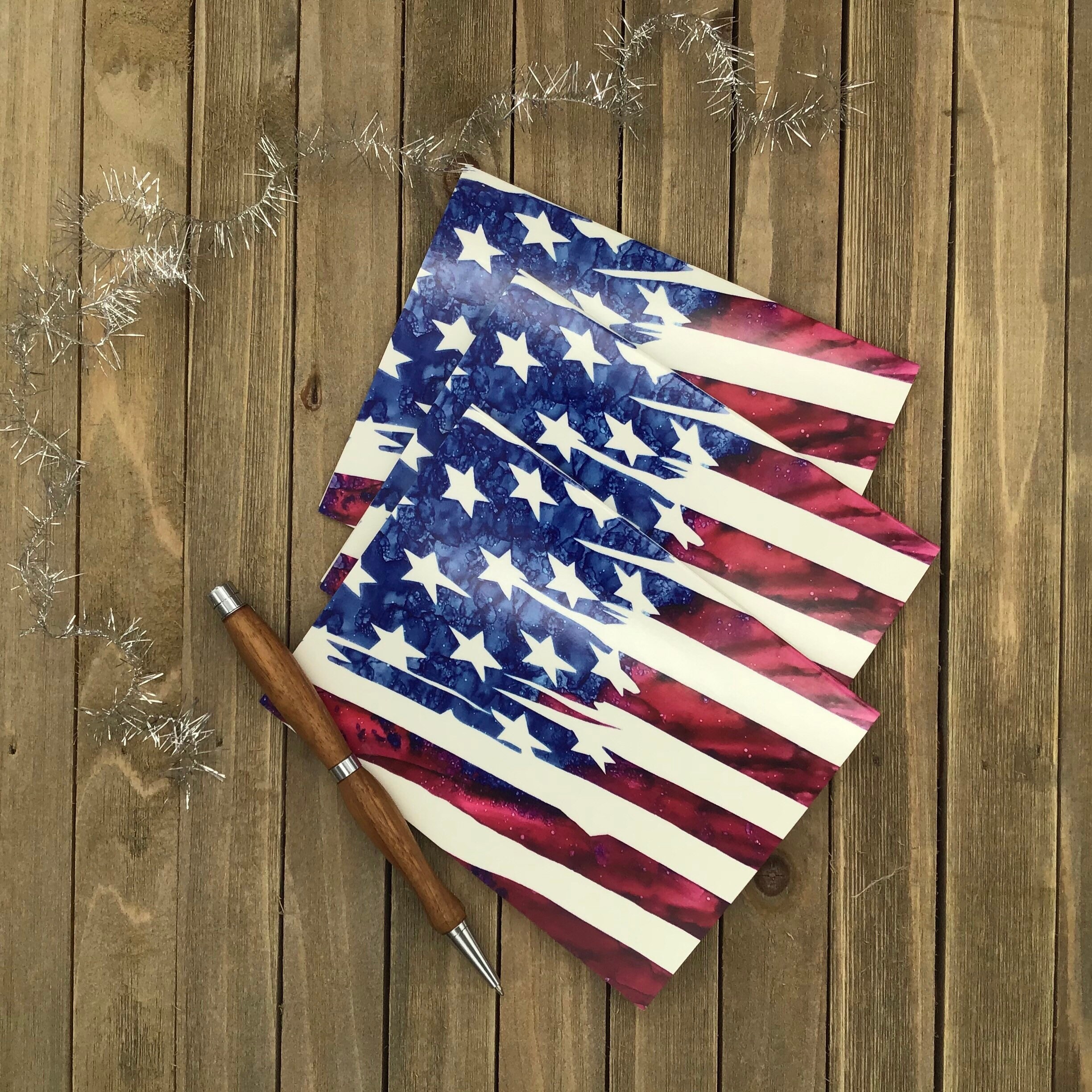 American Flag Note Cards, Set of 3 - Etsy