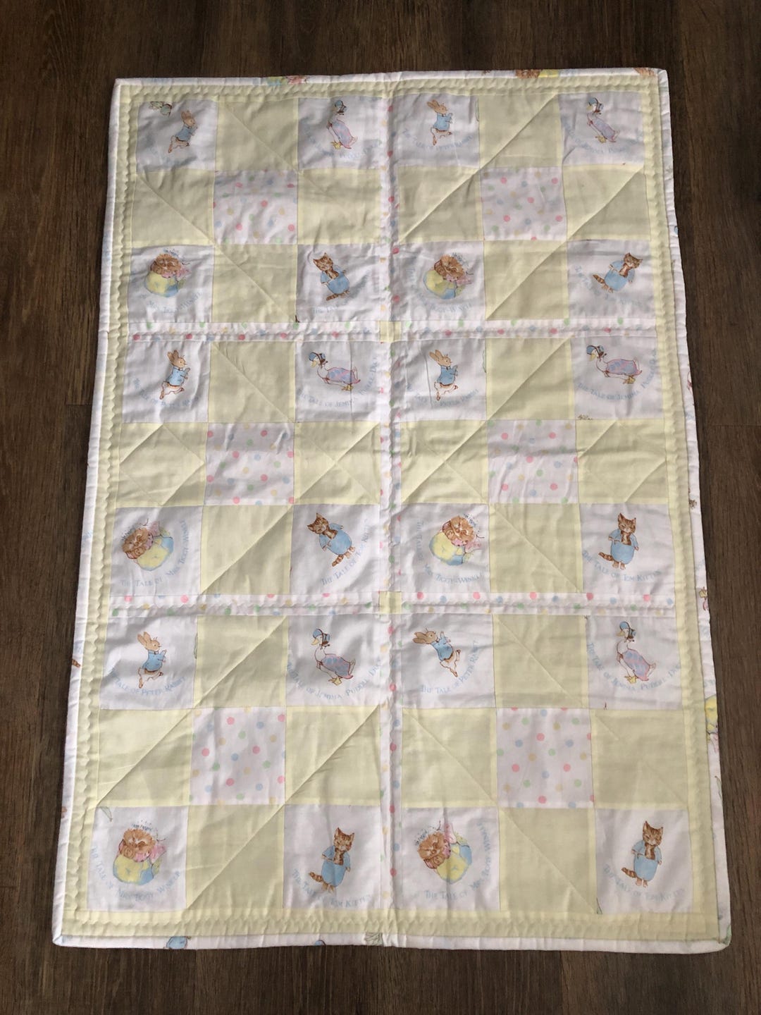Handmade Beatrix Potter, Peter Rabbit Patchwork Quilt for Baby Cot Size ...