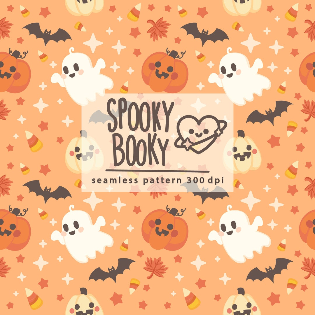 Halloween Seamless Pattern, PNG Seamless Pattern, Cute Halloween Ghost ...