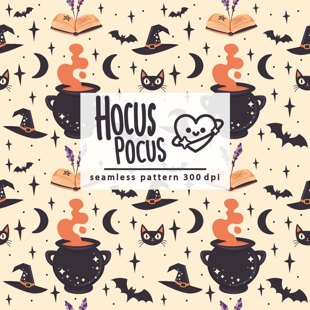Halloween Seamless Pattern, PNG Seamless Pattern, Cute Halloween Witch ...