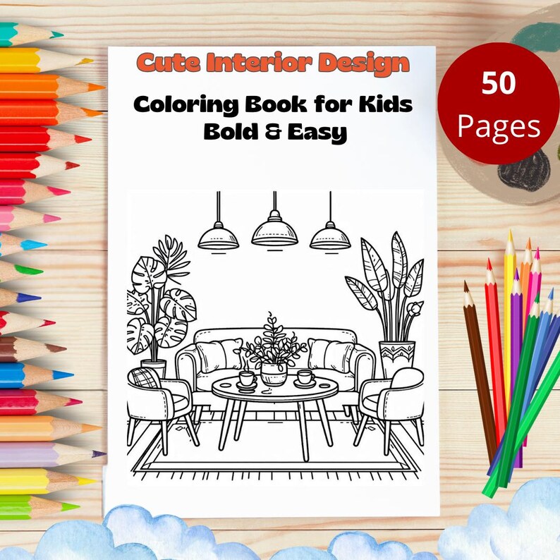 Cute Interior Designs Coloring Book for Adults | Boho and Nordic ...