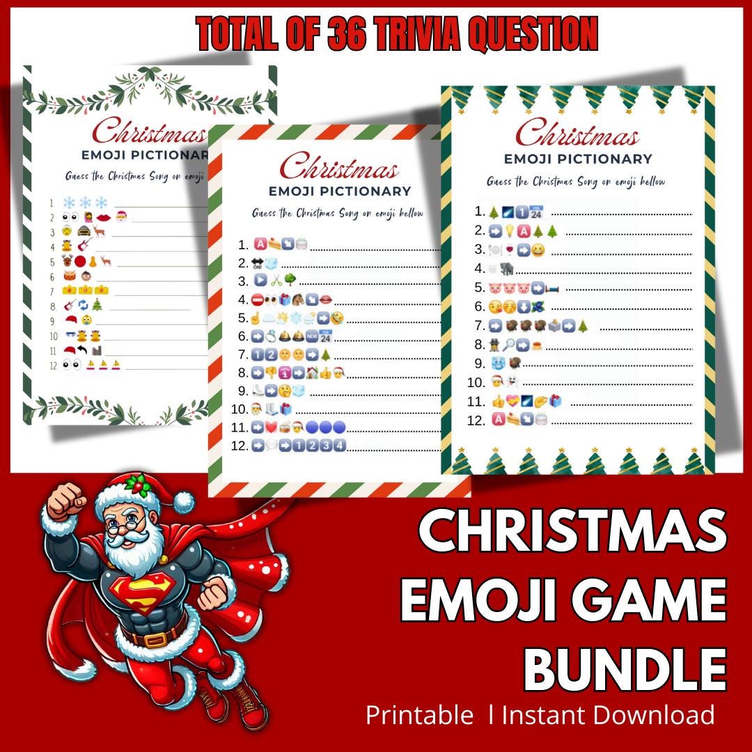 Christmas Emoji Pictionary Game, Christmas Printable Game, Holiday ...