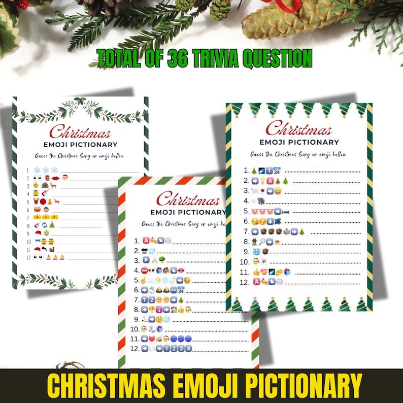 Christmas Emoji Pictionary, Christmas Emoji Game Bundle, Fun Christmas ...