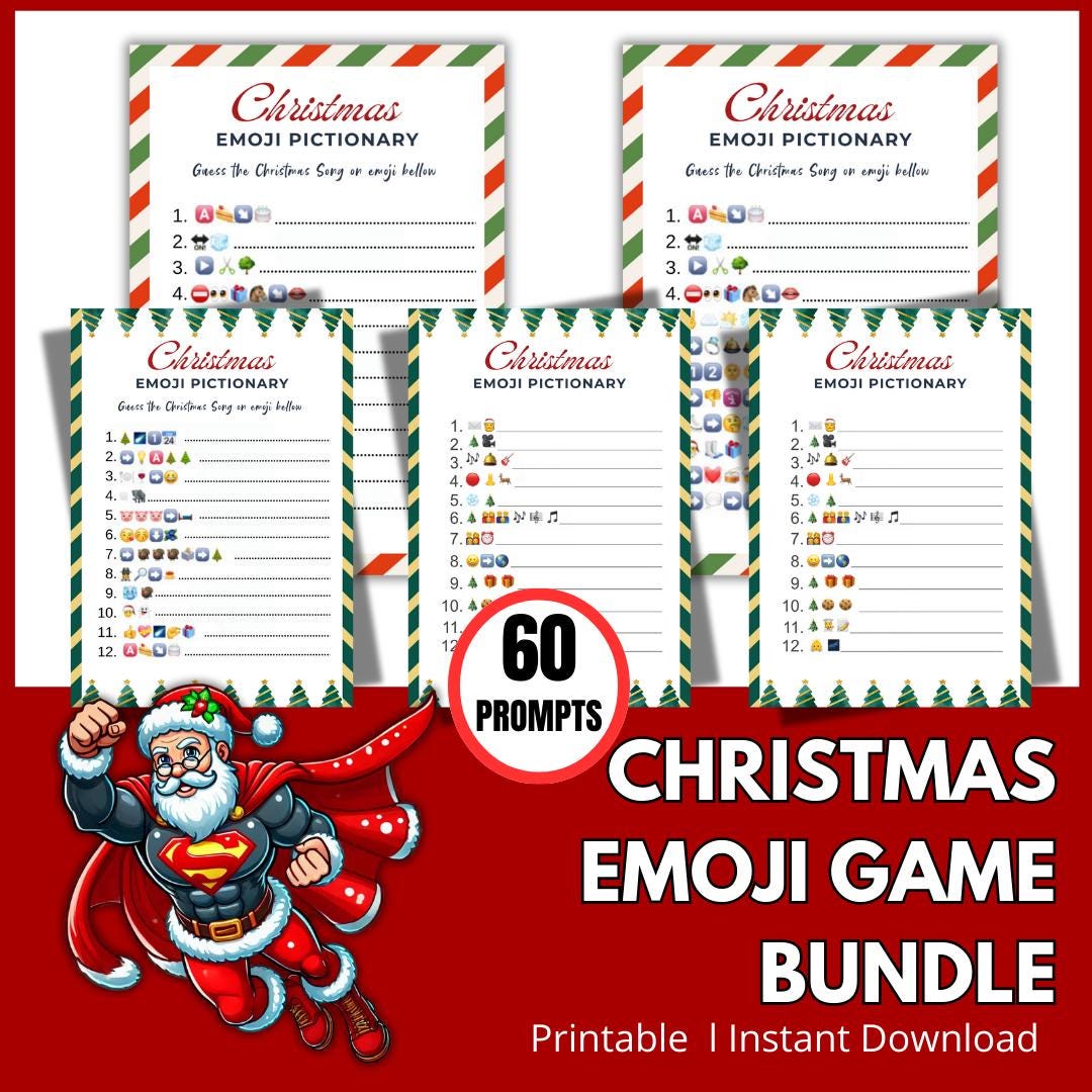 Christmas Emoji Pictionary Game, Christmas Printable Game, Holiday ...