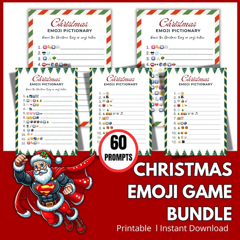 Christmas Emoji Pictionary Game, Christmas Printable Game, Holiday ...