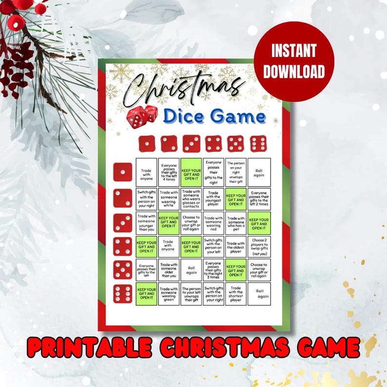Christmas Gift Exchange Dice Game, Holiday Party (digital Download) - Etsy