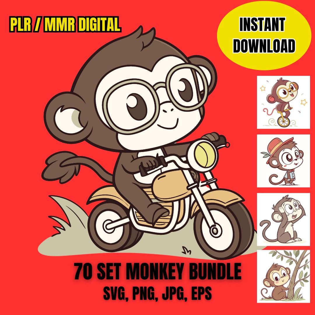 70 SET Monkey SVG Bundle, Hiphop Monkey Svg, Cute Monkey Svg, Royal ...