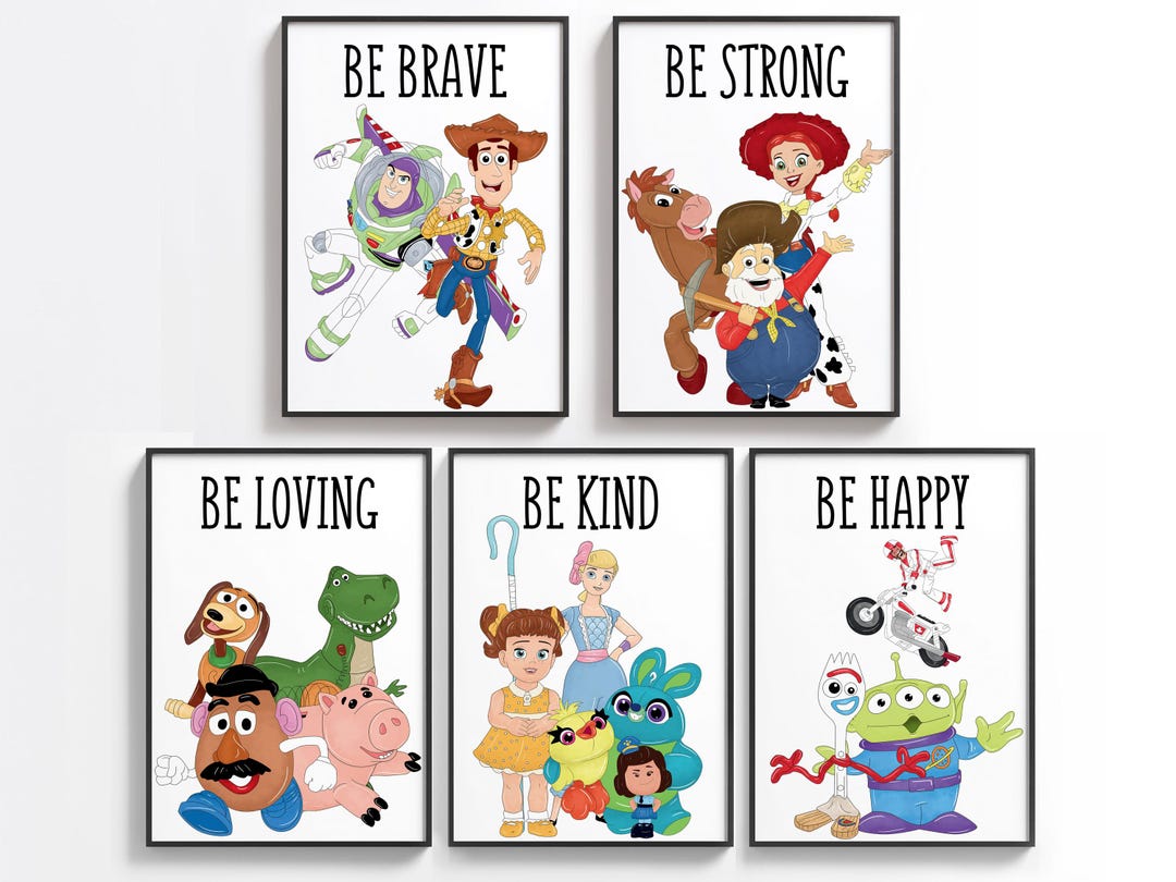 Toy Inspired Wall Art With Positive Affirmations, Set of 5 Prints, Kids ...