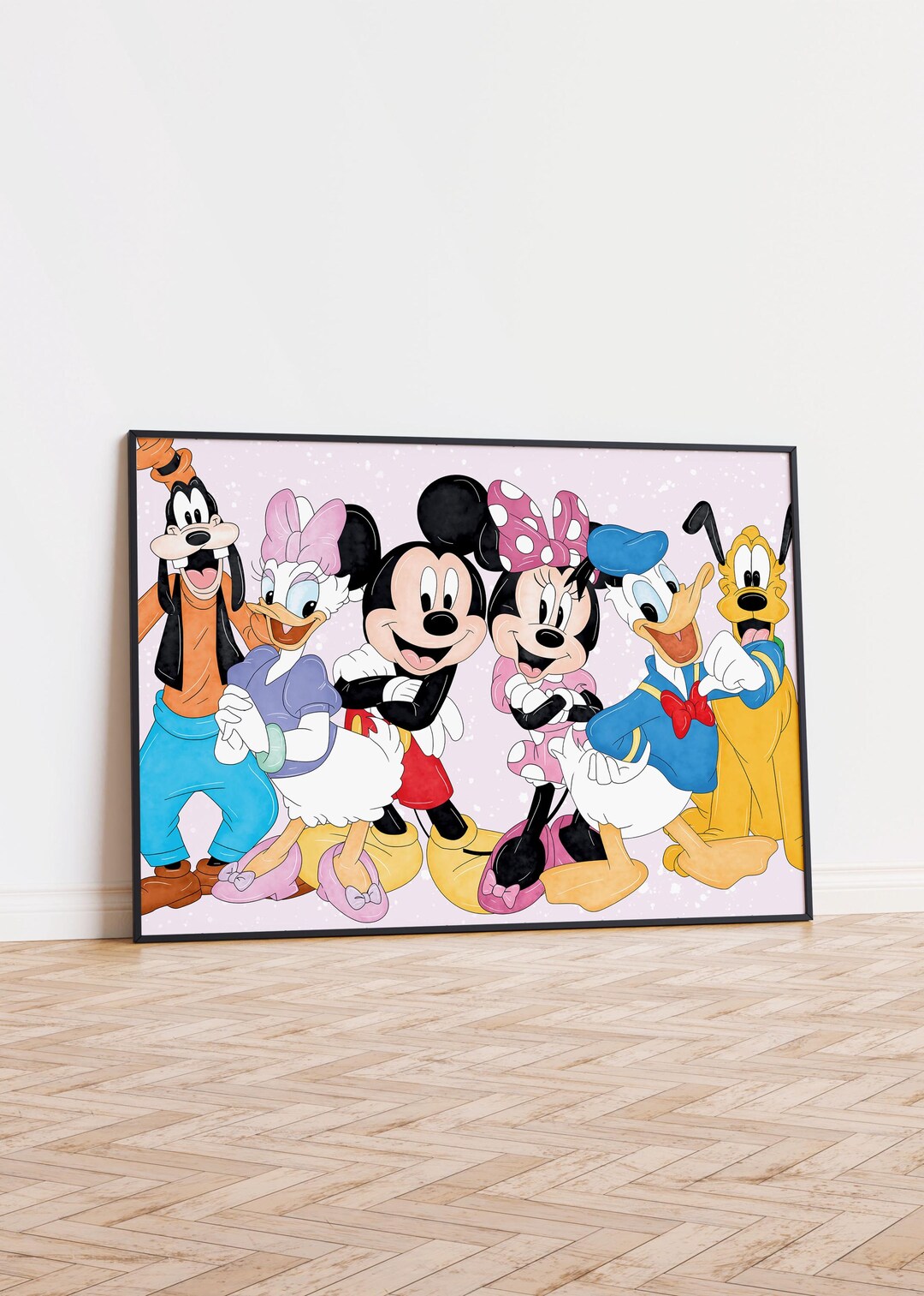 Modern Mickey & Friends Horizontal Print, Nursery Wall Art, Kids ...