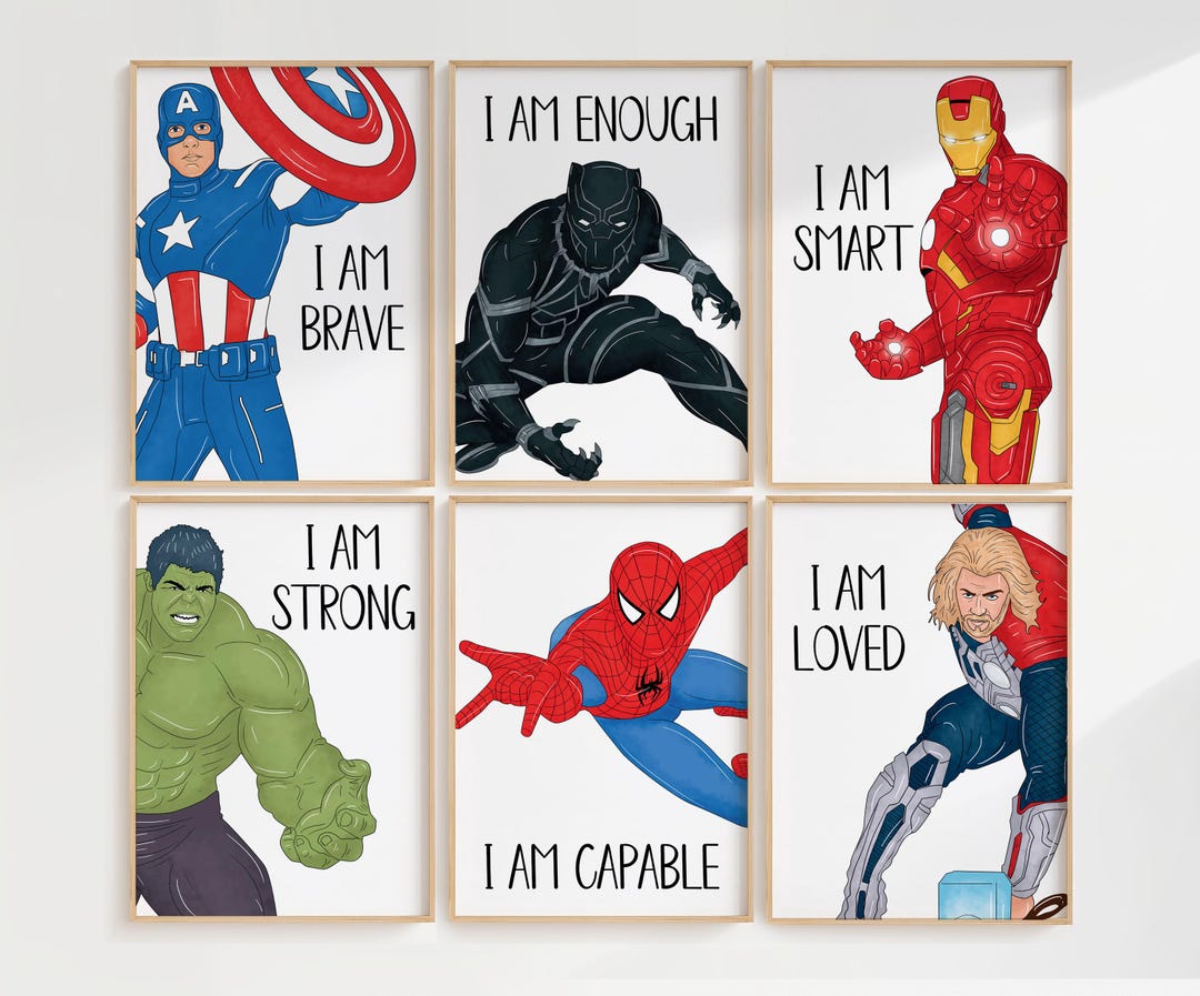 Superhero Affirmation Prints: Kids Playroom Decor, Set of 6 - Etsy