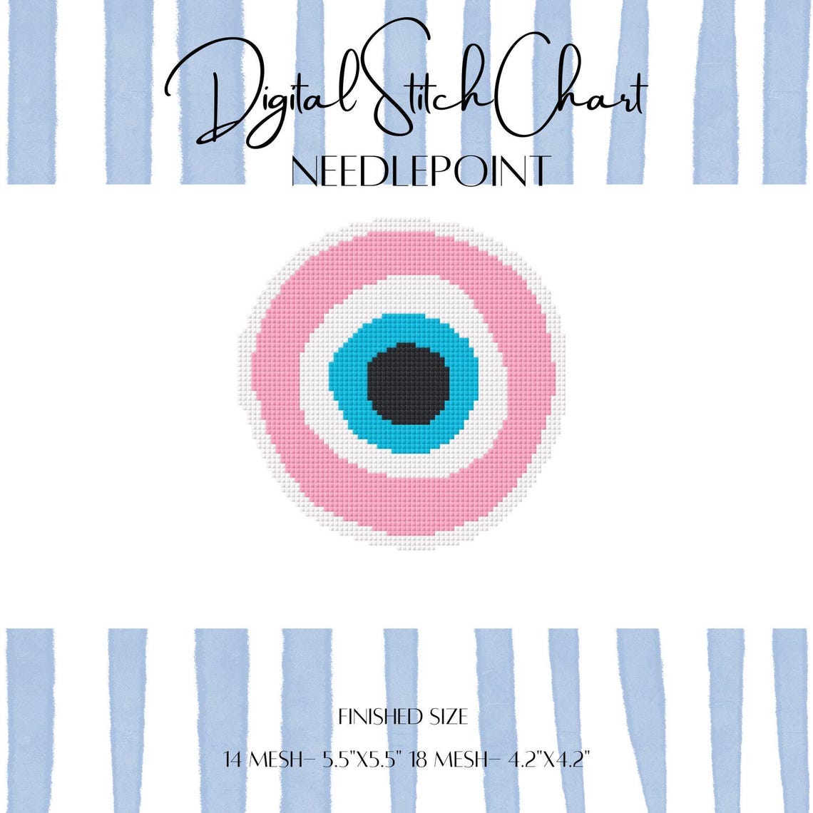 Pink Evil Eye- Digital Stitch Chart for Needle Point - Etsy