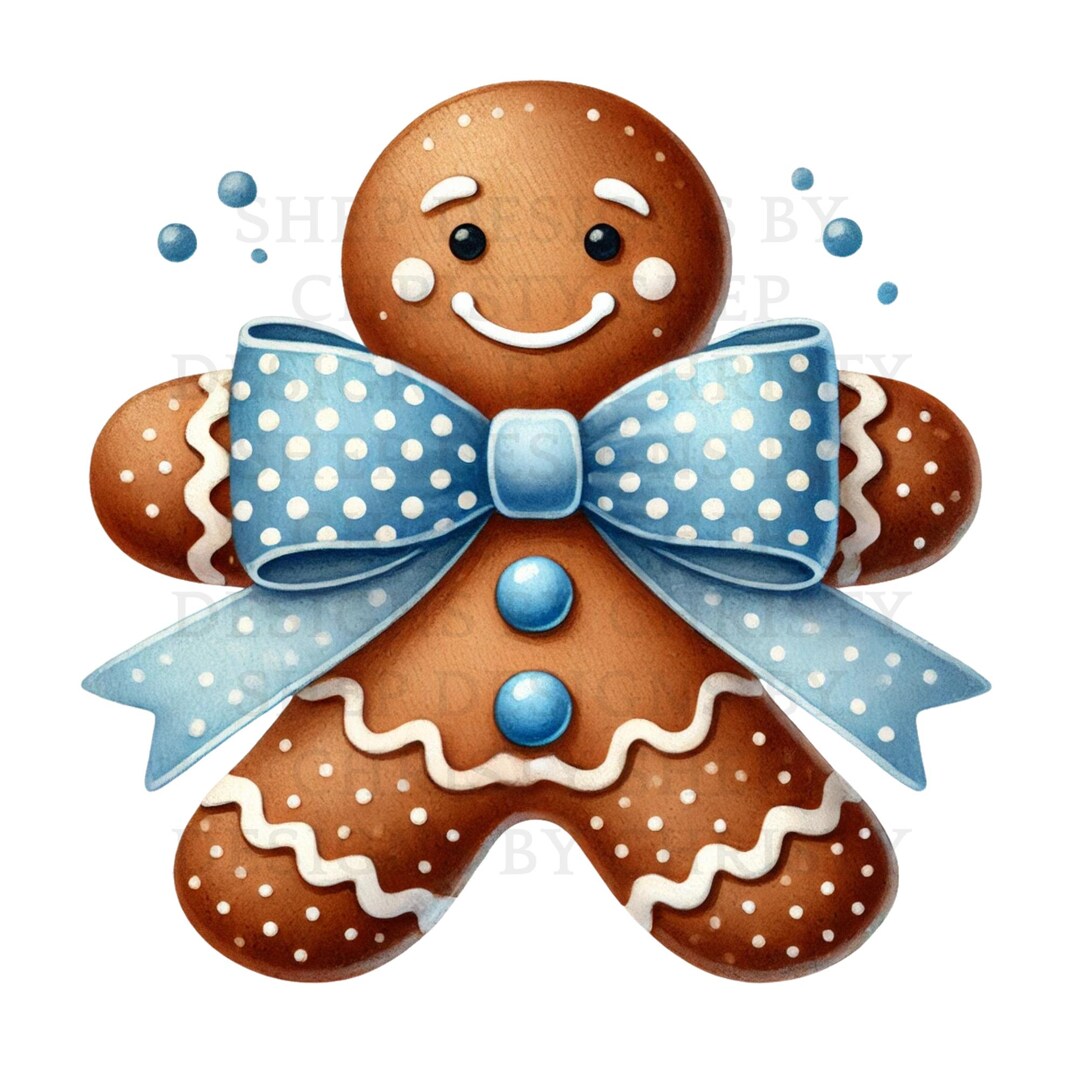 Blue Gingerbread Man Christmas Png - Etsy