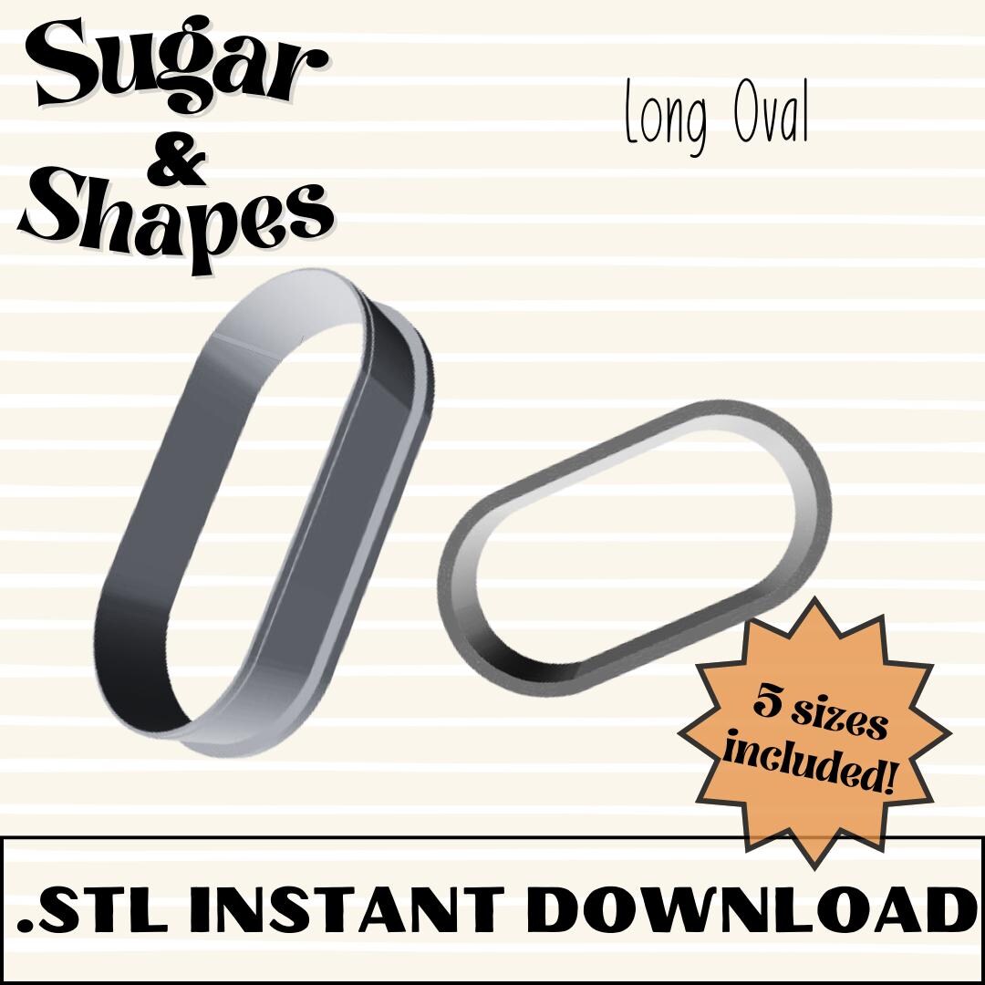 Long Oval Cookie Cutter STL File: 5 Sizes (digital Download) - Etsy