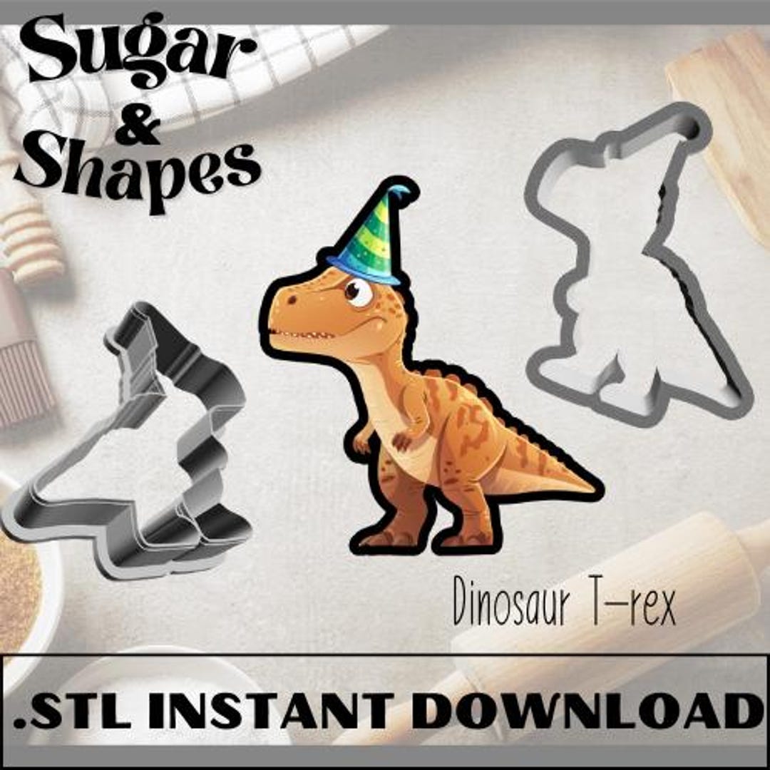 Dinosaur T-rex Cookie Cutter STL Digital File Instant Download DIY 3d ...