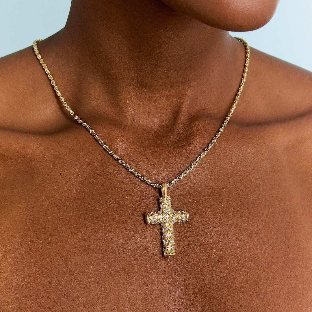 Diamond Cross Necklace, Communion Gift, Protective Cross Necklace ...