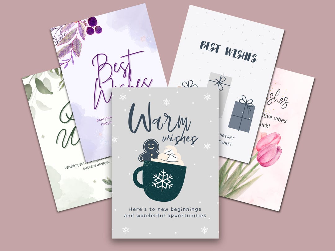 Floral Best Wishes Cards, Printable Greeting Cards (PDF & JPEG) - Etsy